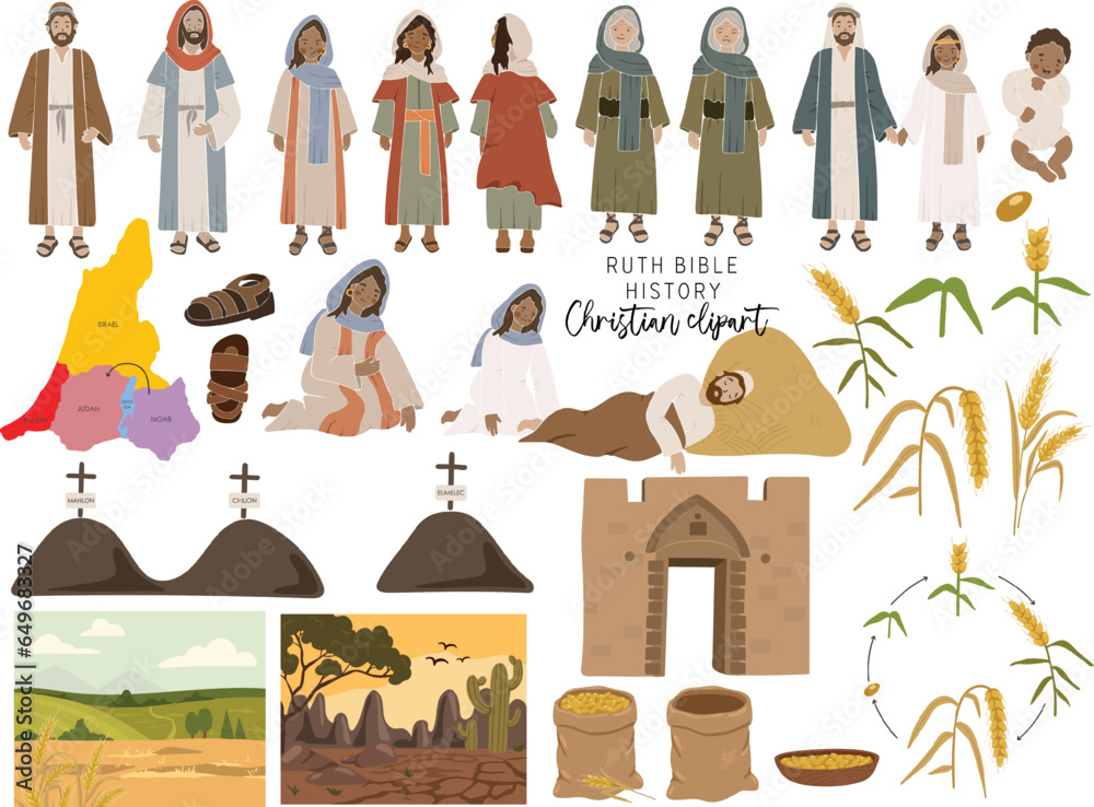 Ruth History clipart, Christian clipart, Ruth Bible elements, Ruth ...
