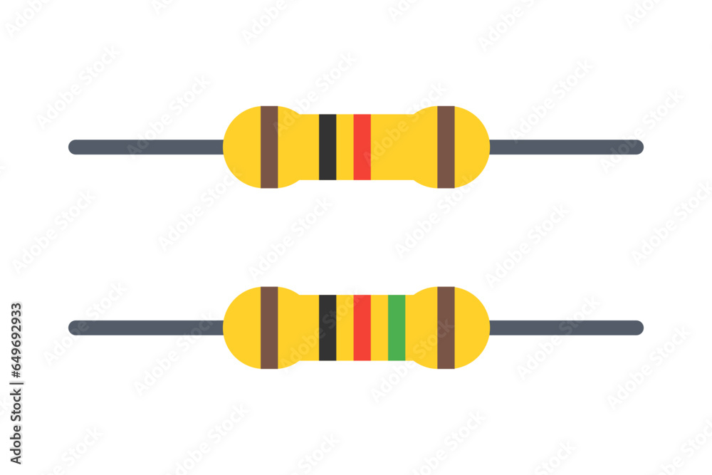 Vector illustration of a set of resistors 4 bands and 5 bands color ...