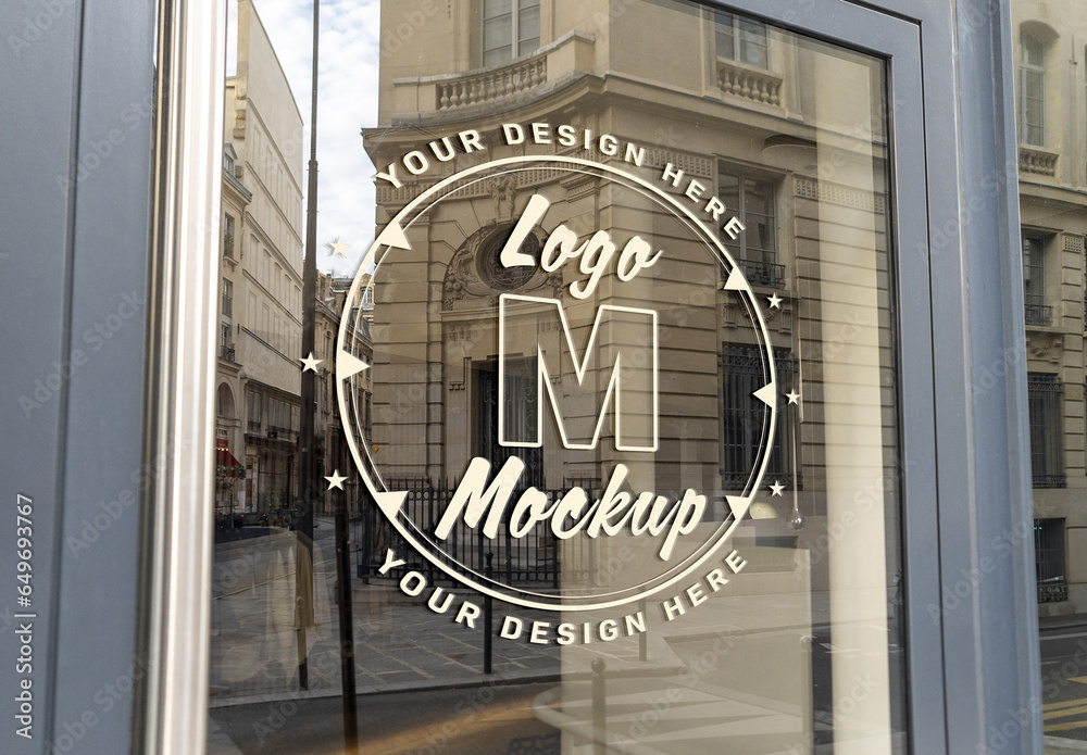 Window Signage Logo Mockup Stock Template | Adobe Stock