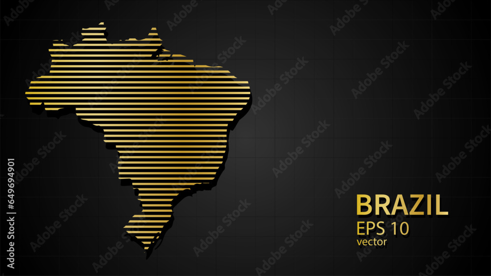 Vector gold map of Brazil, futuristic modern website background or ...