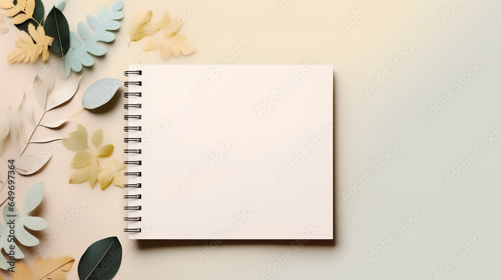 The concept of notebook journaling features a blank page with ample ...