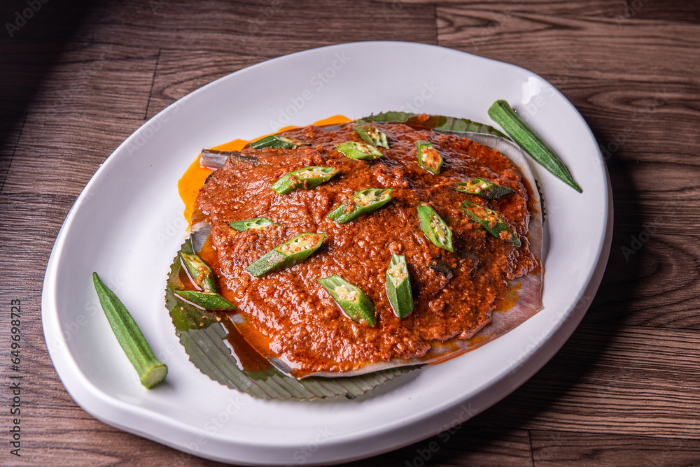 Foto de grilled bbq fresh whole seafood stingray fish seafood with ...