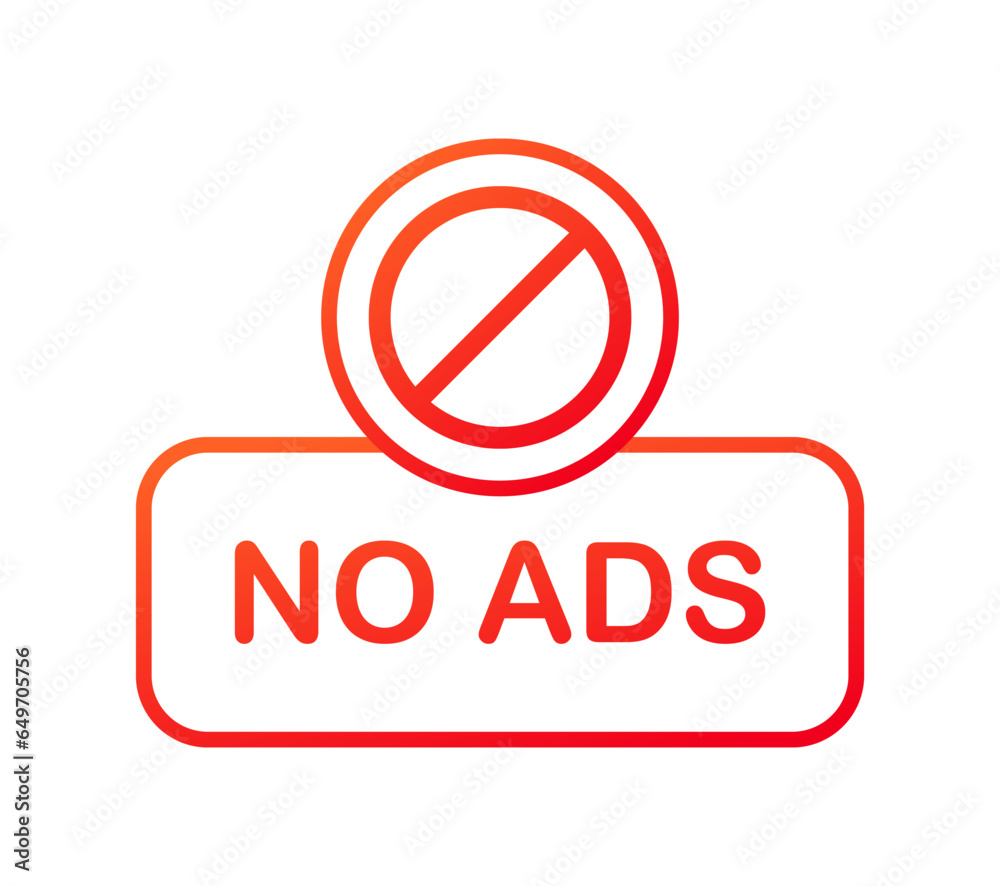 No ads sign. Lines, red, no ads. Vector illustration Stock Vector ...