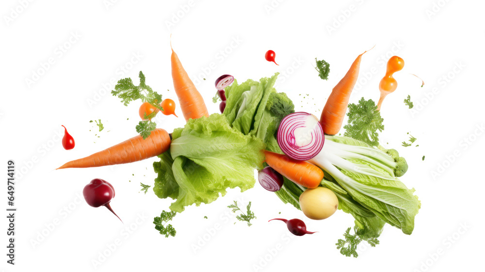 Levitating vegetables on an isolated white background. Stock Photo ...