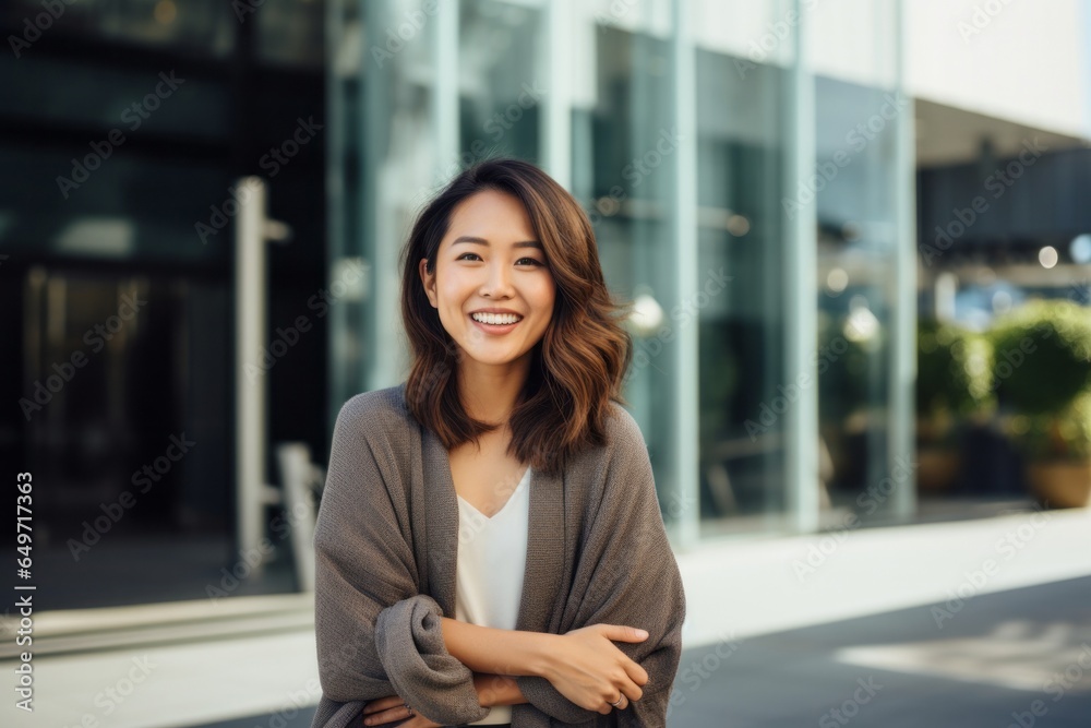 portrait of a confident Filipino woman in her 30s wearing a chic ...