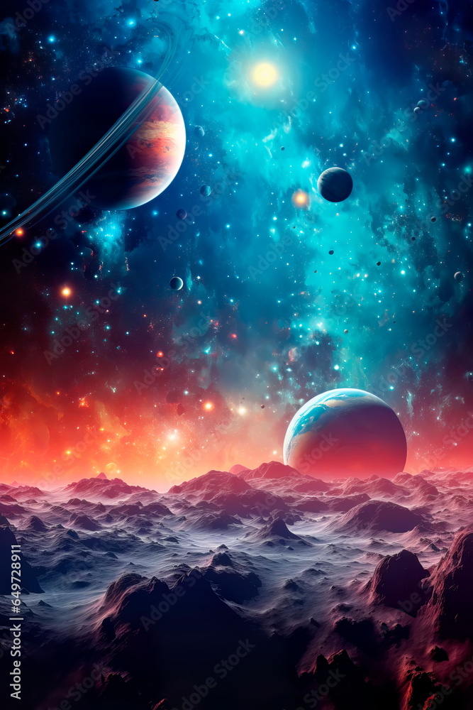 planets, stars and galaxies in outer space showing the beauty of space ...