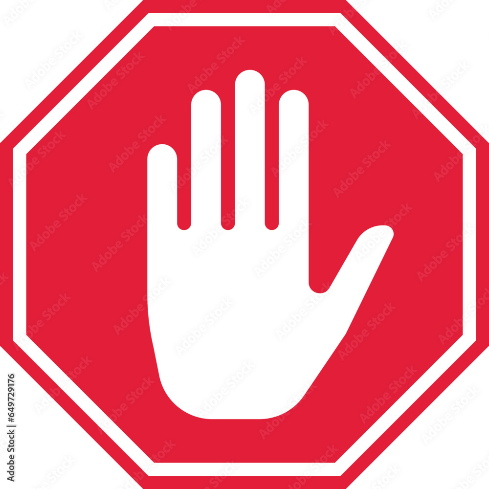 Hand Stop Icon. Vector Prohibition Sign. Stock Vector | Adobe Stock