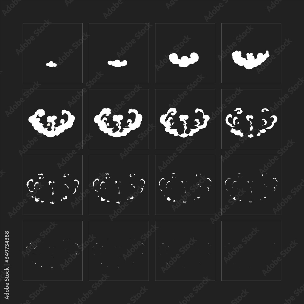 Smoke animation. Exhaust smoke animation. Smoke sprite sheet for games ...