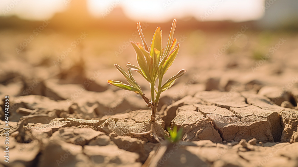 withered and dried up soil, dry earth, drought and dryness, green in ...
