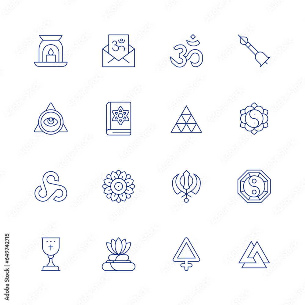 Spirituality line icon set on transparent background with editable ...