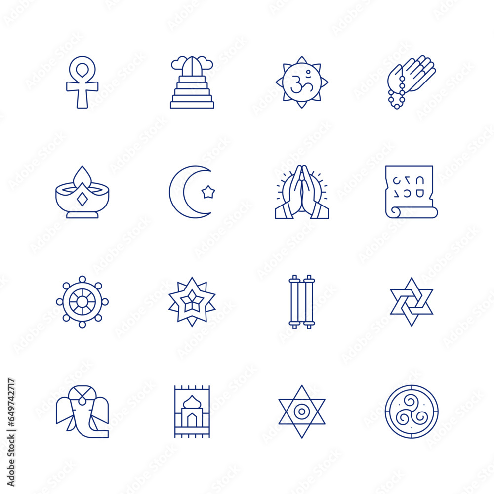 Spirituality line icon set on transparent background with editable ...