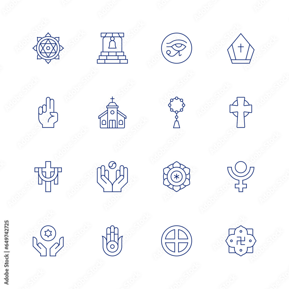 Spirituality line icon set on transparent background with editable ...