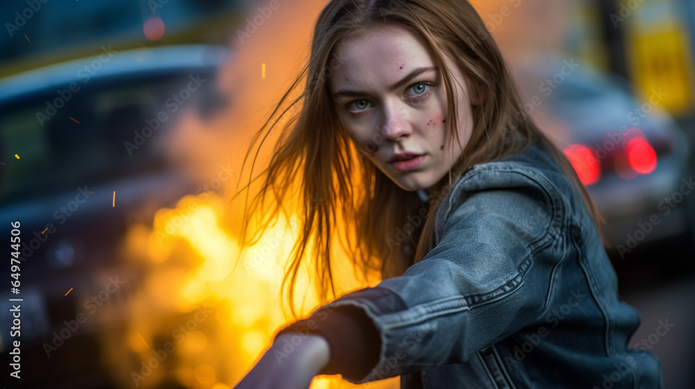 Molotov cocktail with flammable liquid as an incendiary bomb in the ...