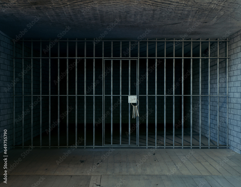 Jail Cell Full View With Keys Stock Illustration | Adobe Stock