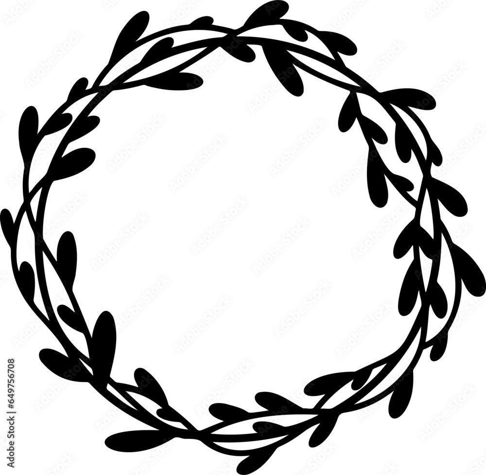 Minimalistic laurel wreath vector illustration, Vector Circle frame ...