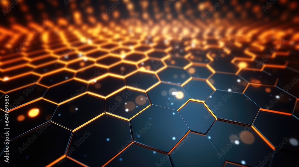 Technology abstract lines and dots connect background with hexagons ...