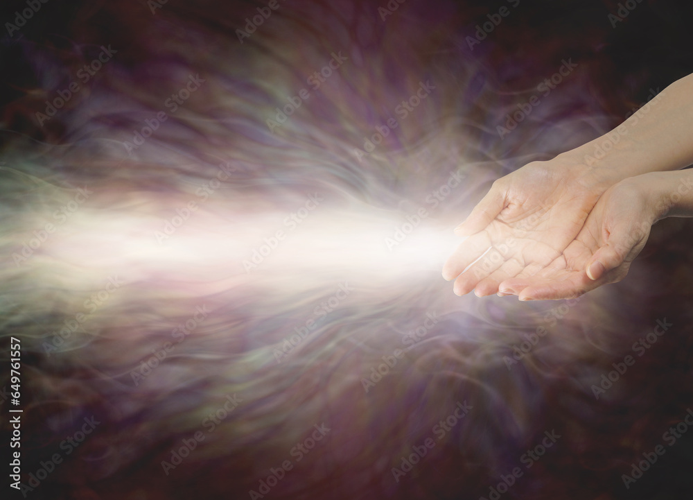 Beaming Reiki Healing Energy to dispel negative energy - Female cupped ...