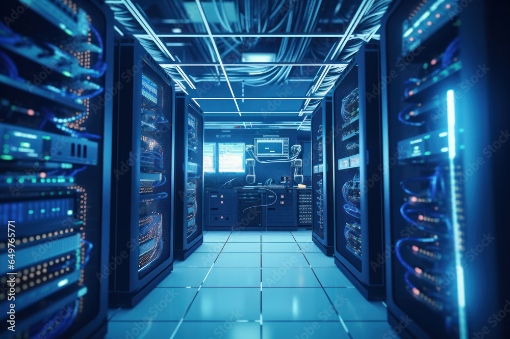 Digital Nerve Center: Server Room Boasting Switches, Internet Cables ...