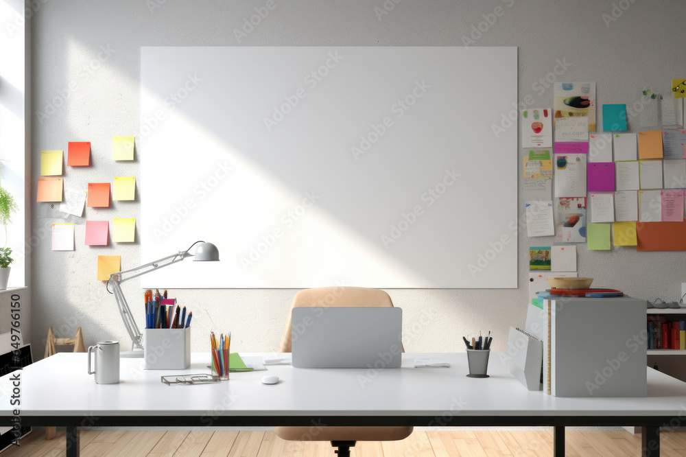Organized Workspace: A White Bulletin Board Adorned with Sticky Notes ...