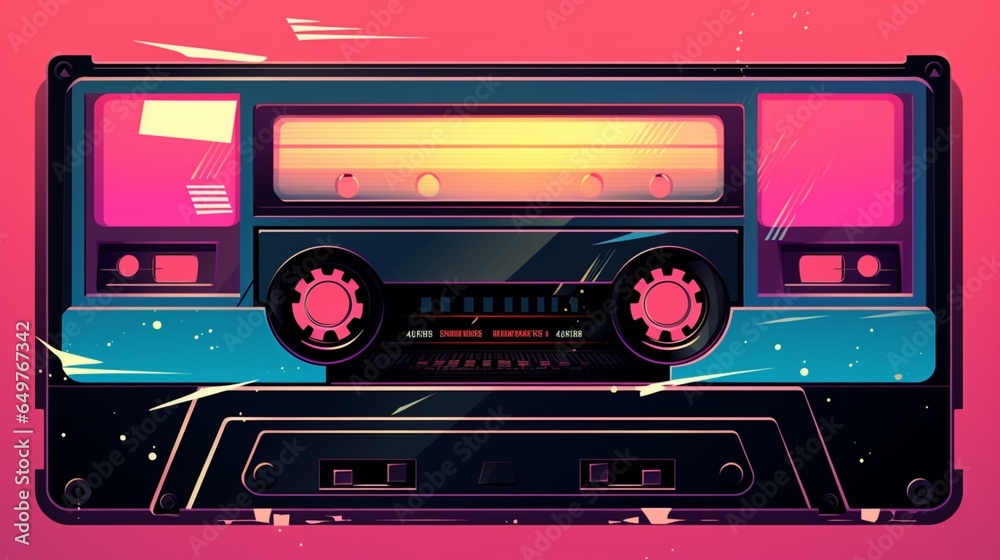 Retro cassette tape, vector art illustration of a cassette tape in the ...