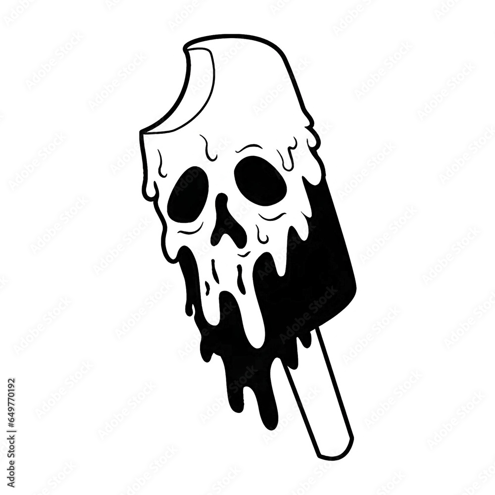 illustration of a zombie face on ice cream, melting zombie ice cream ...