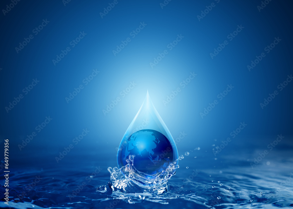 world water day. 3D Earth or world needs water campaign. Save water ...