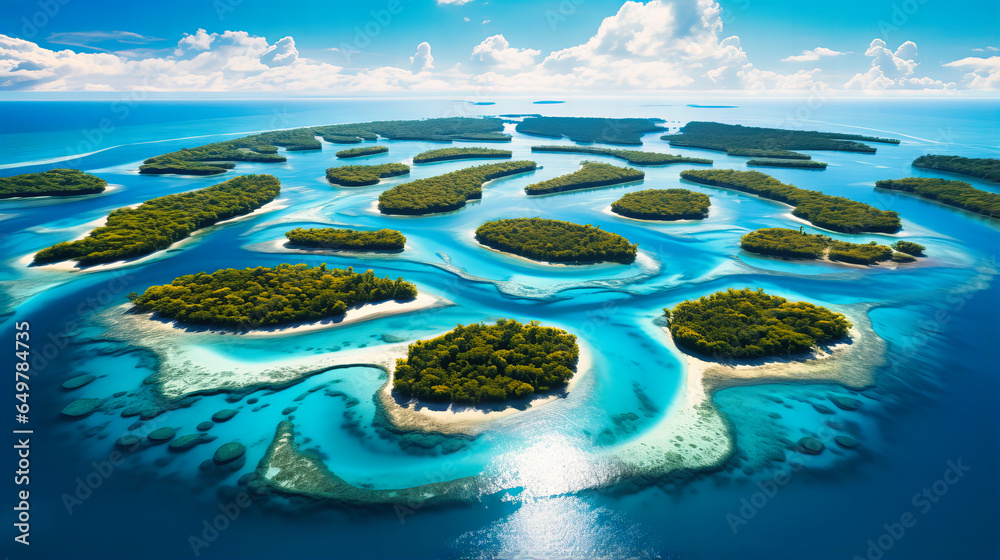 Azure Atolls Beckoning in the Vast Ocean Expanse, Stock Illustration ...