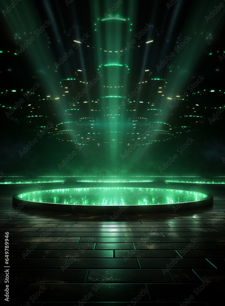 Ai Generated Backdrop With Illumination Of Green Spotlights For Flyers ...