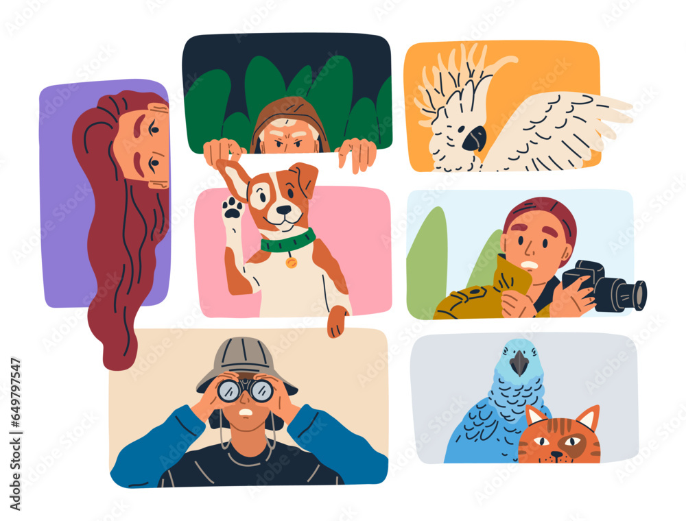Spying, observing and sneaking. Vector illustration. Sneaking secret ...