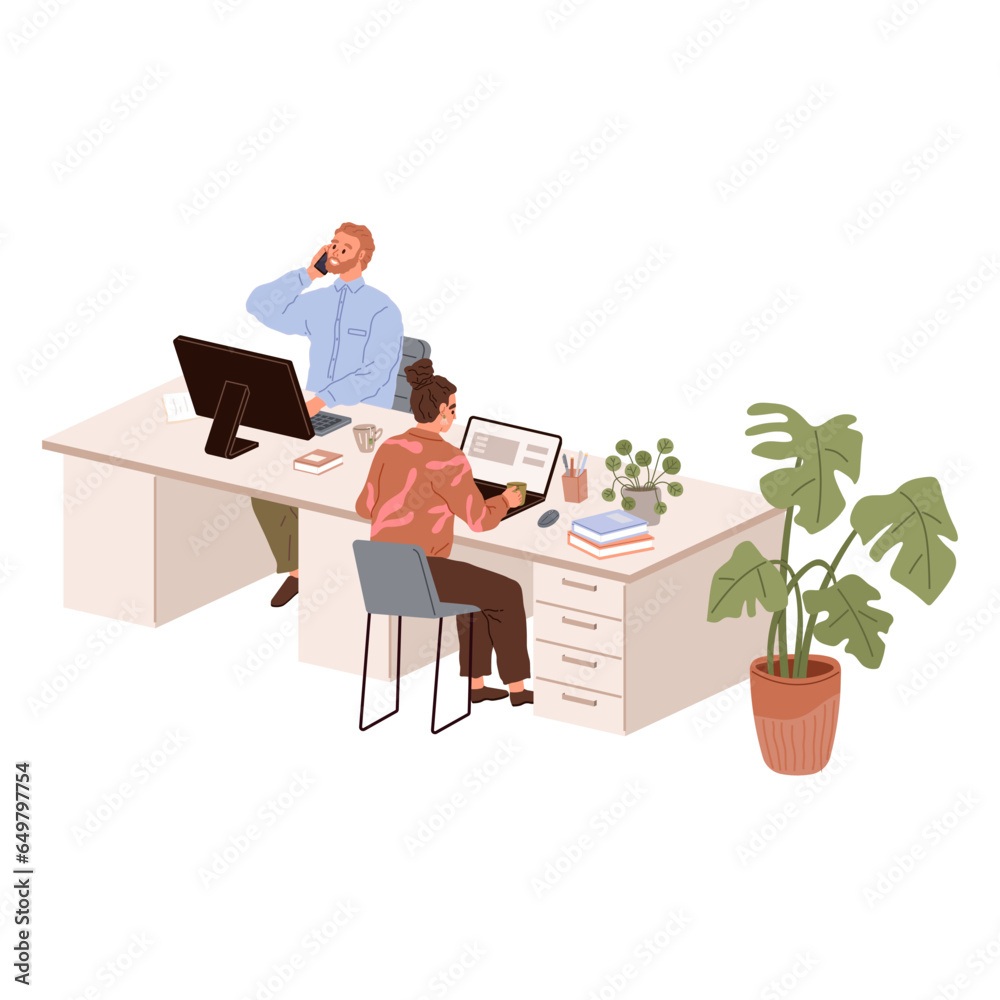 People office work. Vector illustration. People in office work together ...