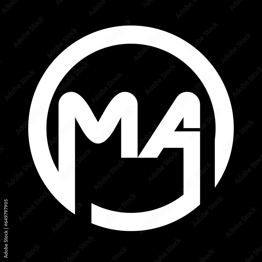 MA letter logo design on black background Initial Monogram Letter MA ...