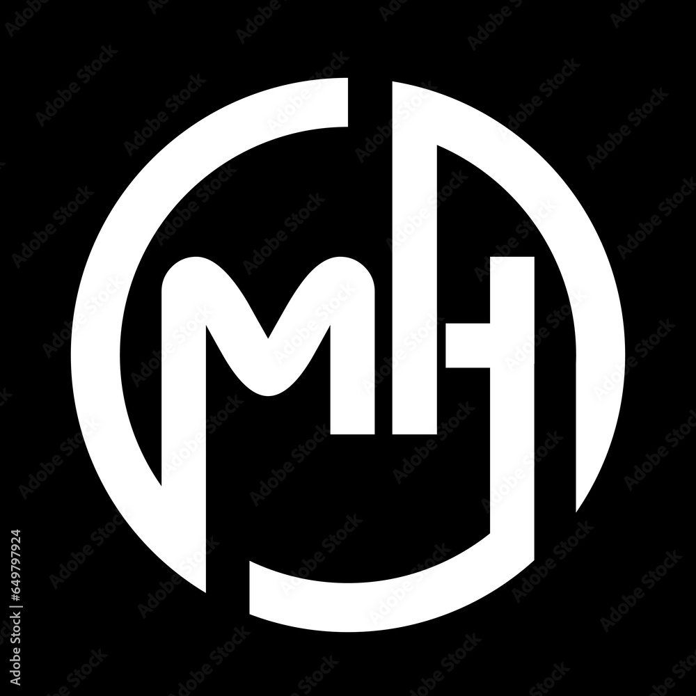 MH letter logo design on black background Initial Monogram Letter MH ...