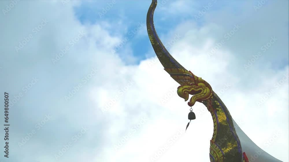 Close up to Cho fa thai language call it, like finial on the roof ridge ...