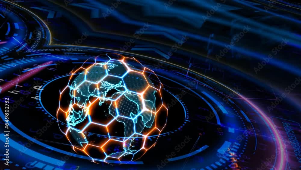 Quantum futuristic technology computer with digital ring hexagon and ...