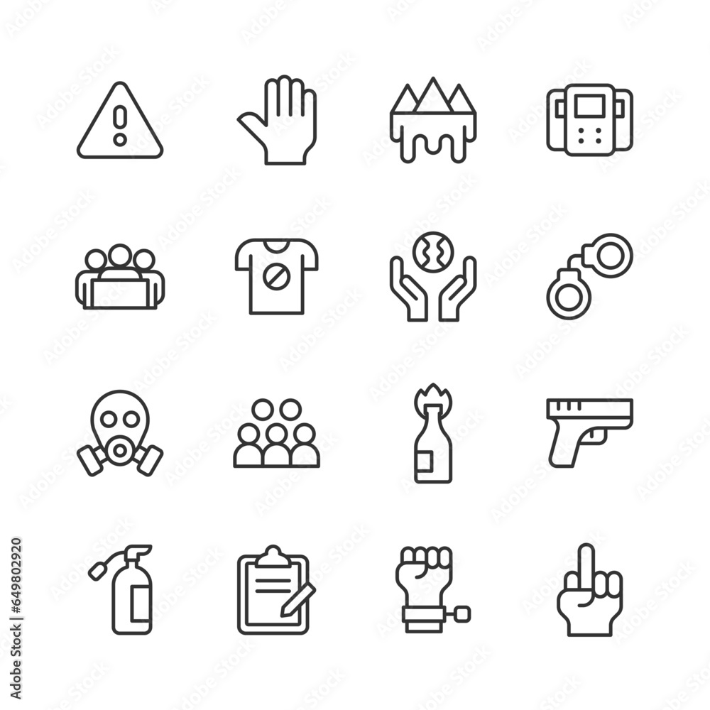 Protest Line Icons. Editable Stroke. Contains such icons as Crowd ...