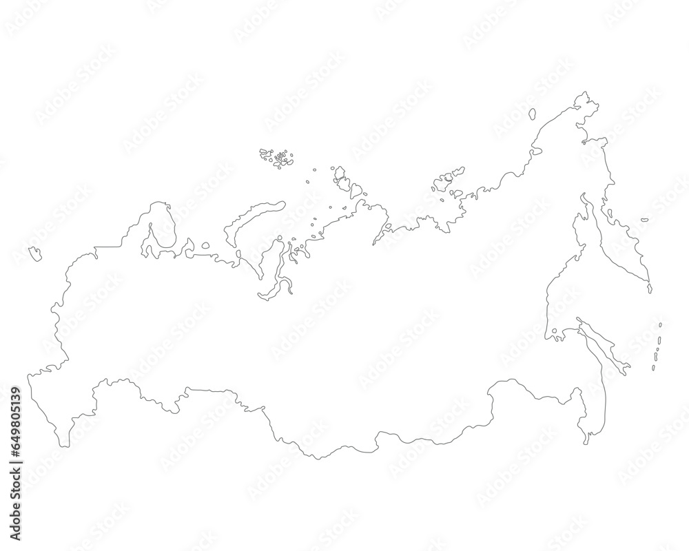 Russia map in white color. Map of Russia in administrative regions ...