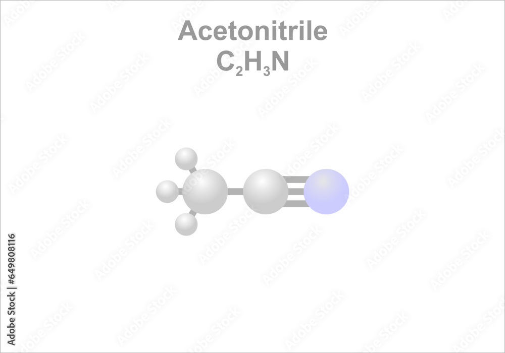 Acetonitrile. Simplified structural formula. Us as solvent in ...