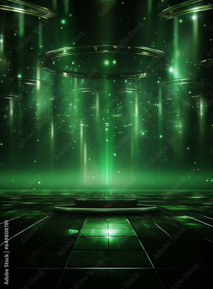 Ai Generated Backdrop With Illumination Of Green Spotlights For Flyers ...