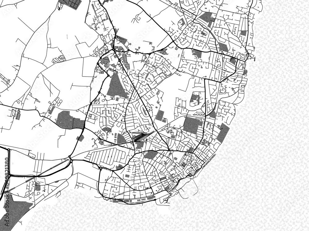 Greyscale vector city map of Ramsgate in the United Kingdom with with ...