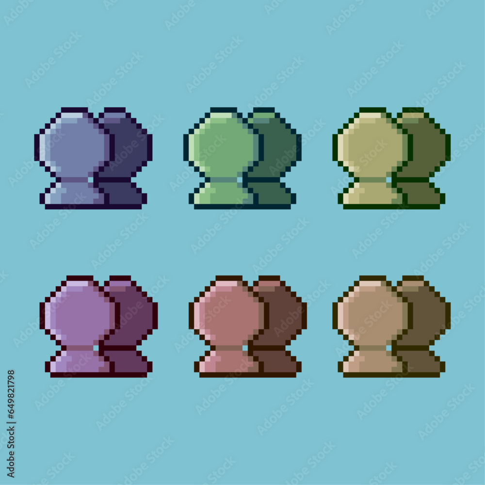 Pixel art sets of profile with variation color item asset. simple bits of friend profile on ...