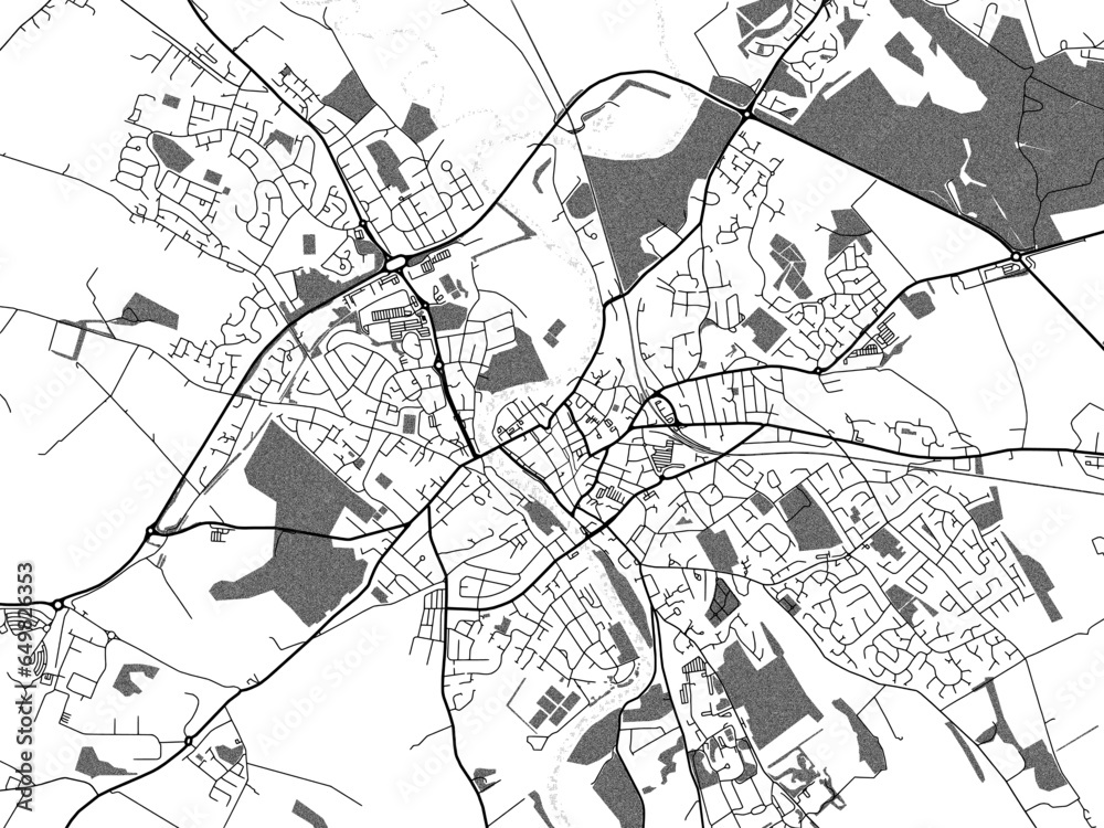 Greyscale vector city map of Dumfries in the United Kingdom with with ...