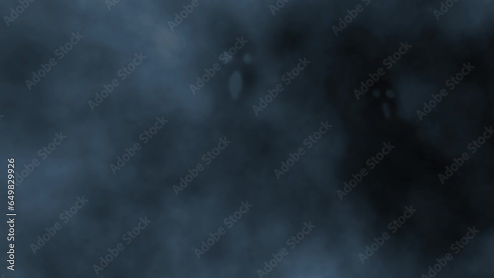 Two screaming shadows emerge from fog and look with glowing eyes ...