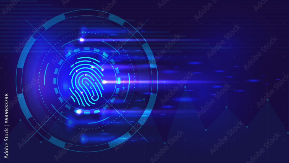 Fingerprint concept background. Modern electronic fingerprint scanner ...