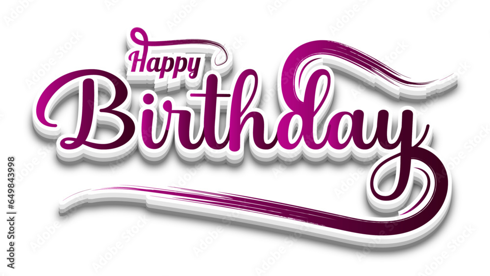 Happy birthday red heart beautiful text typography sticker transparent ...