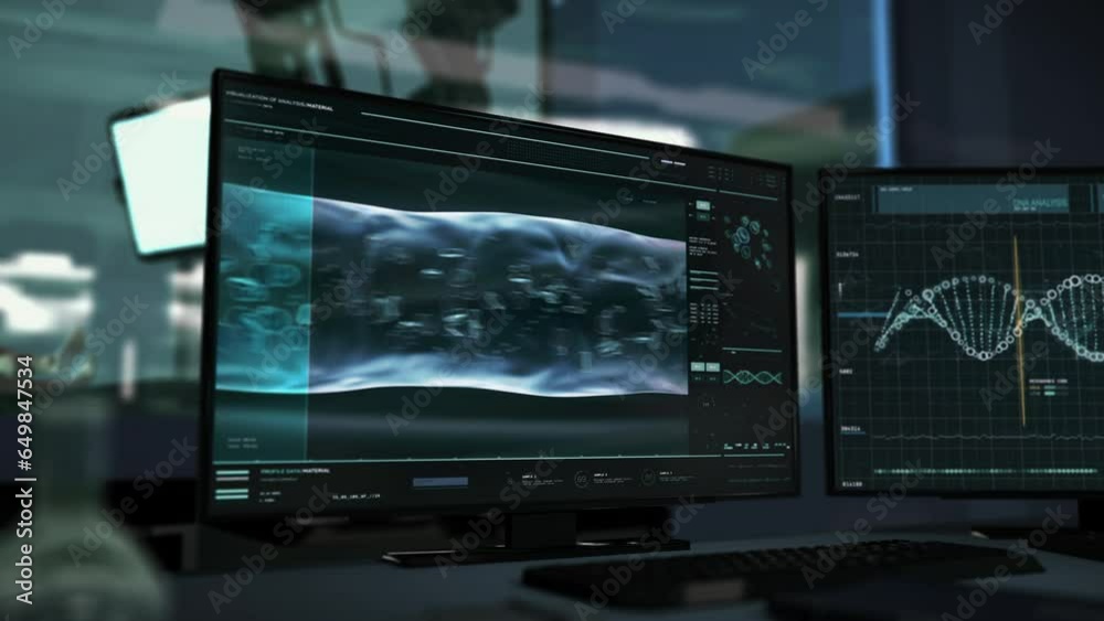Medical analysis system is used at the futuristic laboratory. Medical ...