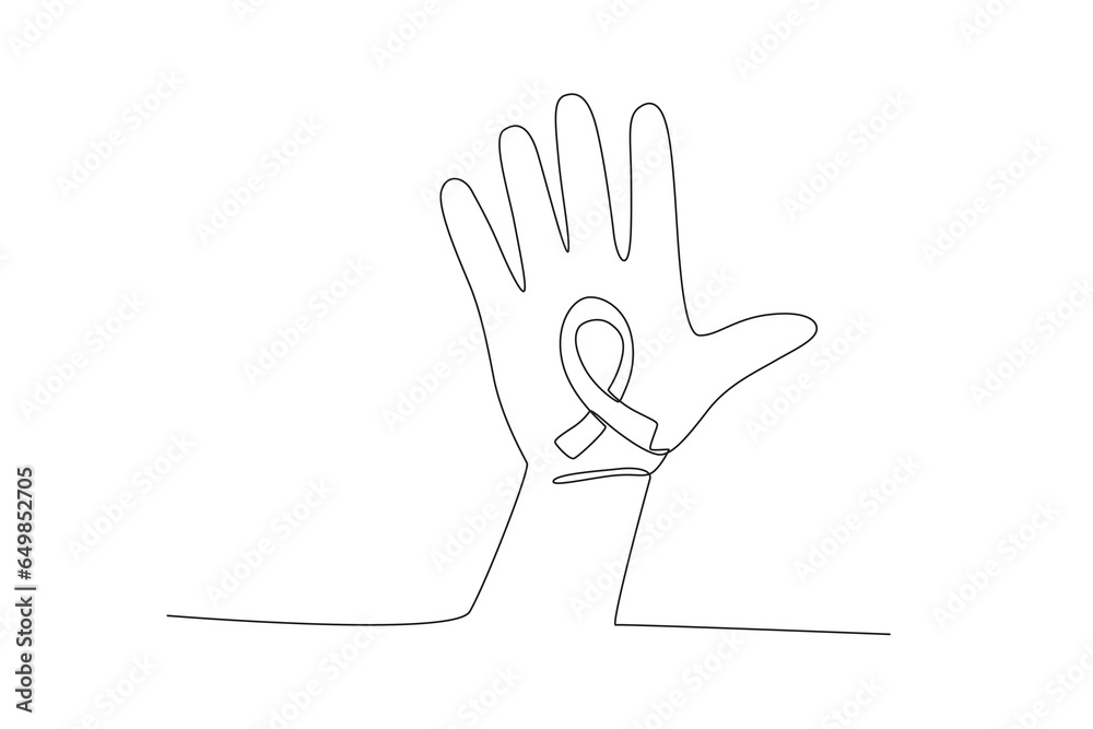 A hand forms a sign of the elimination of violence . International day ...