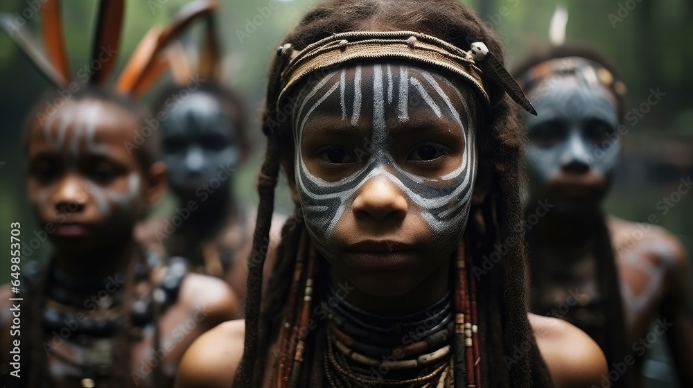 Children from a tribe with cultural tattoos, Ancient tribes in ...