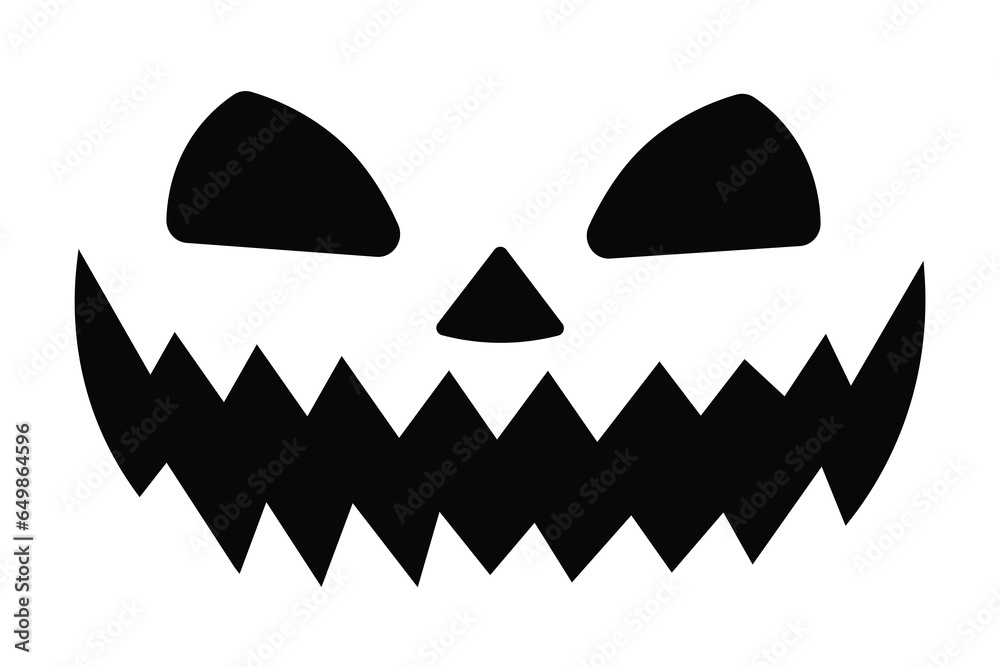 Vector Outline Style Scary Smiling Halloween pumpkin Face Expression ...