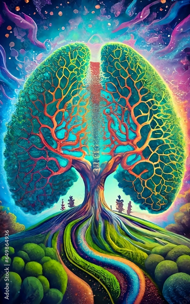 This illustrative artwork ingeniously blends tree branches resembling ...