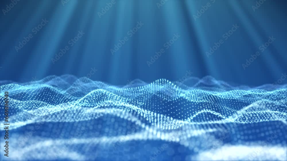 Abstract relaxing background animation. White digital waves seamlessly ...
